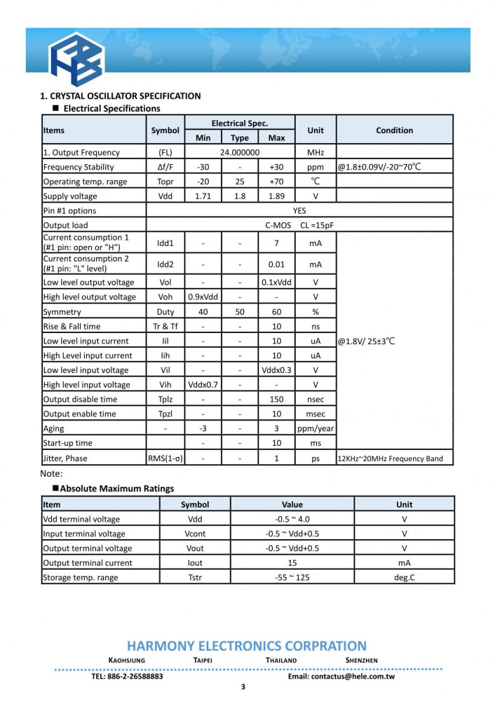 HELE S2H024000FECHC-T datasheet page 4