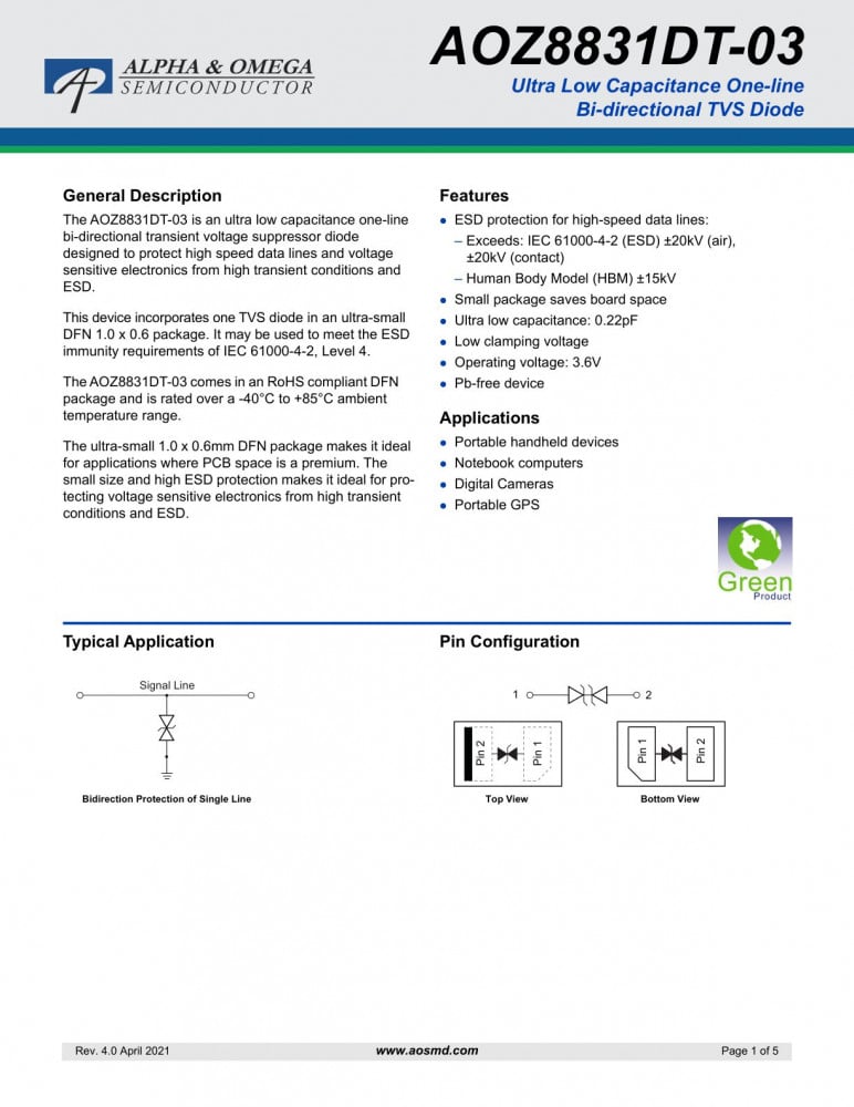 AOZ8831DT-03 datasheet page 1