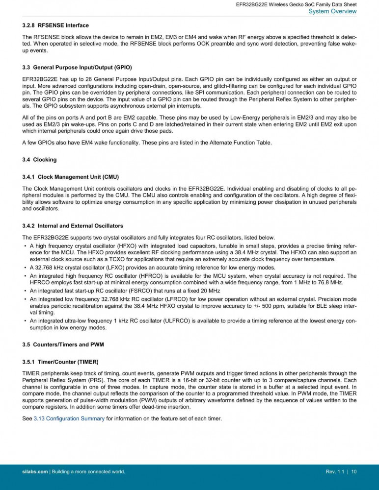 EFR32BG22E datasheet preview, page 10