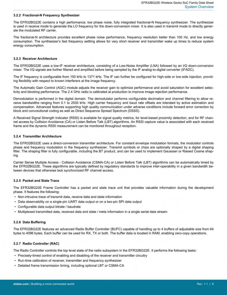 EFR32BG22E datasheet preview, page 9