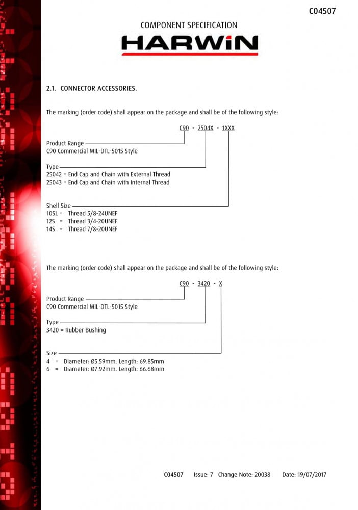 Harwin C90 specification page 3