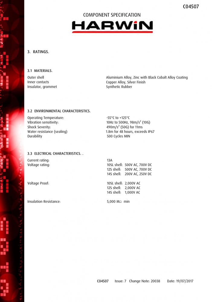Harwin C90 specification page 4