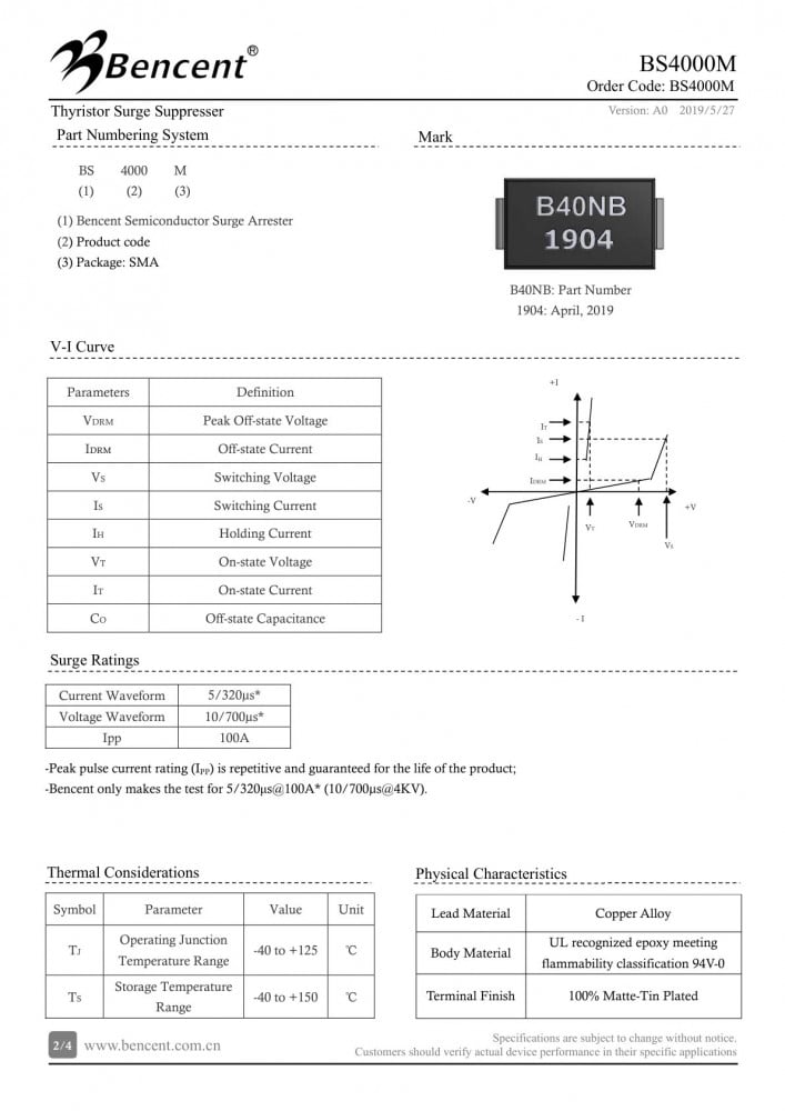 BS4000M datasheet page 2