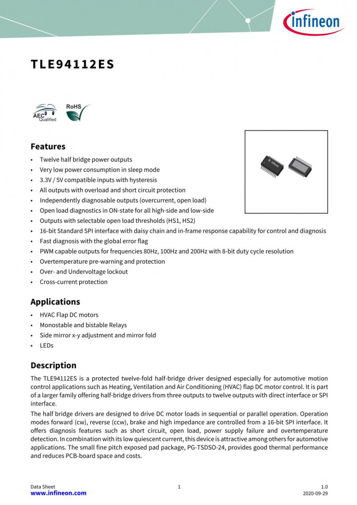 TLE94112ES datasheet page 1