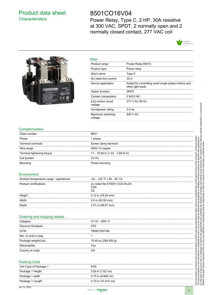 8501CO16V04 technical document page 1