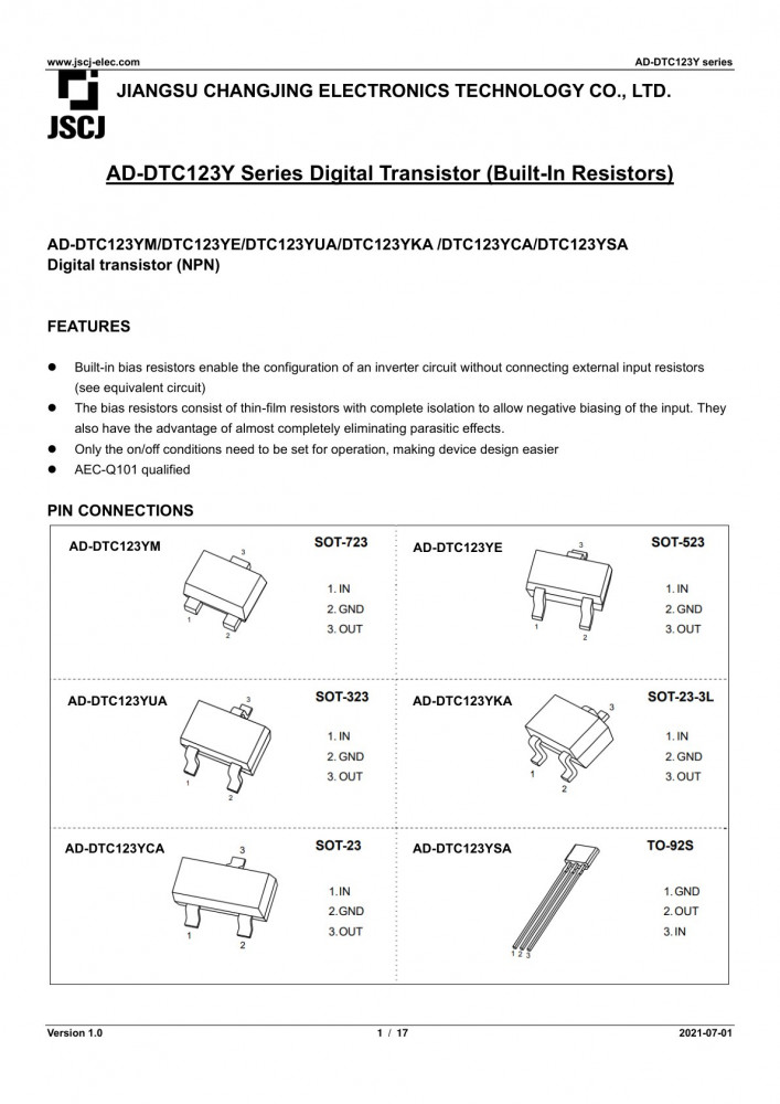 AD-DTC123YCA datasheet page 1