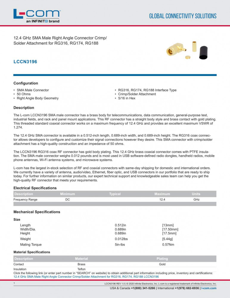 L-com LCCN3196 technical document page 1