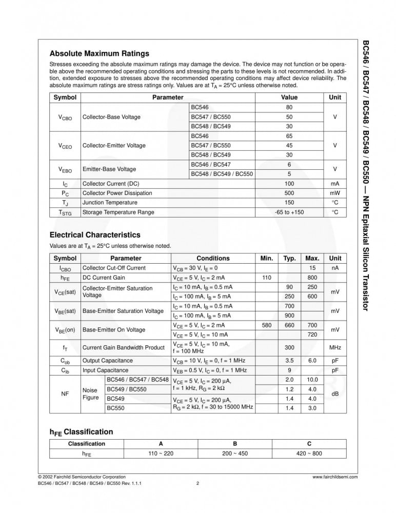 BC549CTA datasheet page 3