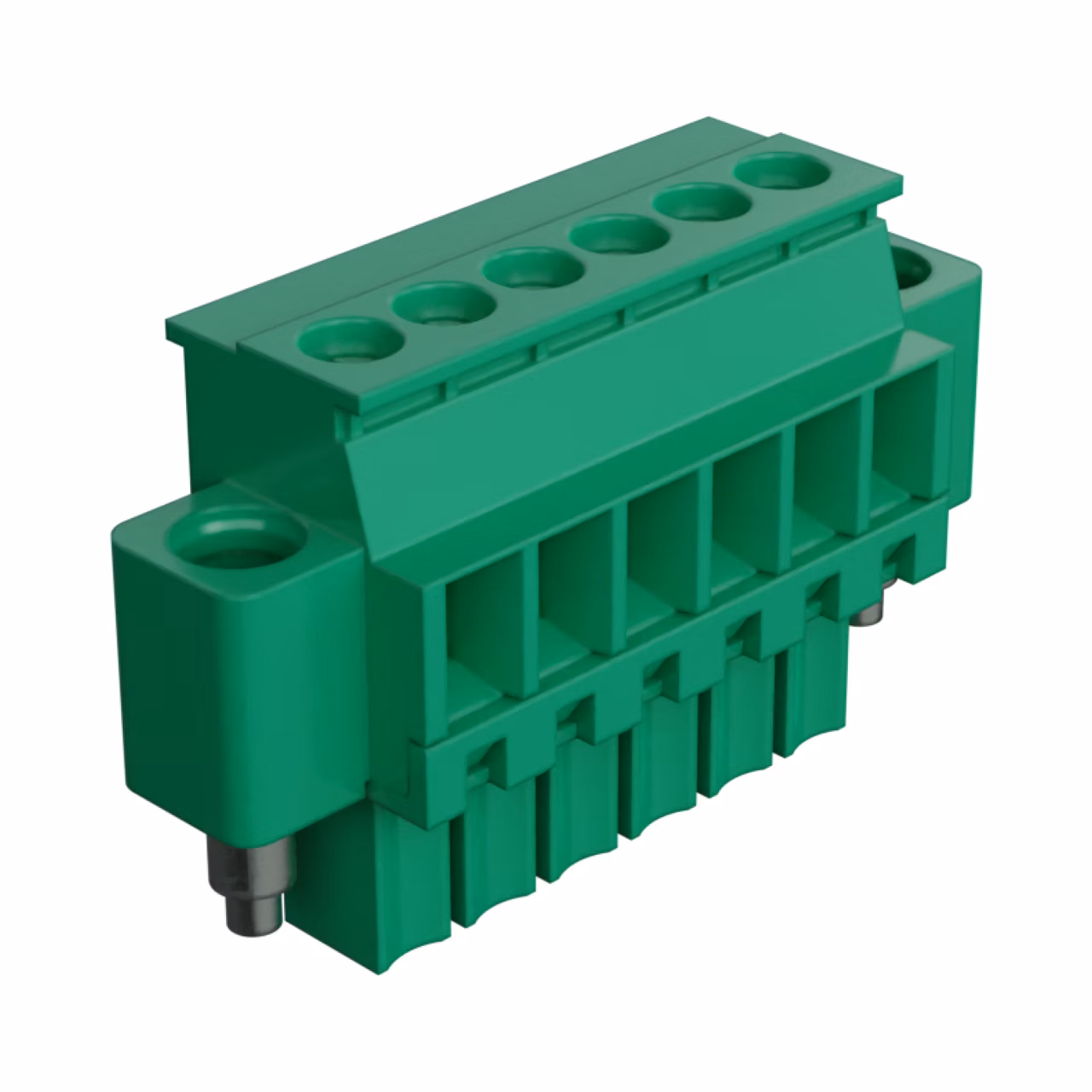 3.50mm Pitch Eurostyle Vertical Plug, with Retention Screws, Rear Wire Entry, Green Housing, 6 Circuits for sale