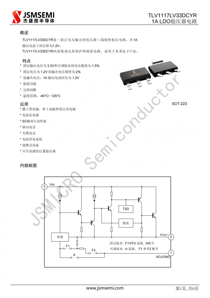 TLV1117LV33DCYR datasheet page 1
