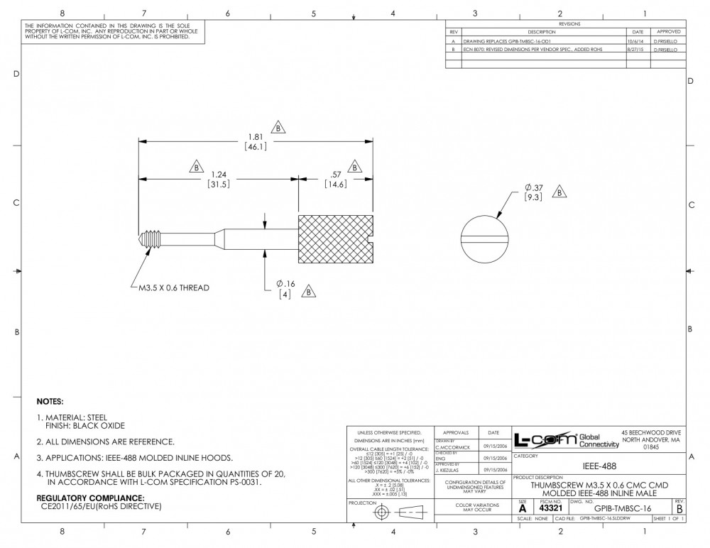 L-com GPIB-TMBSC-16 technical drawing preview