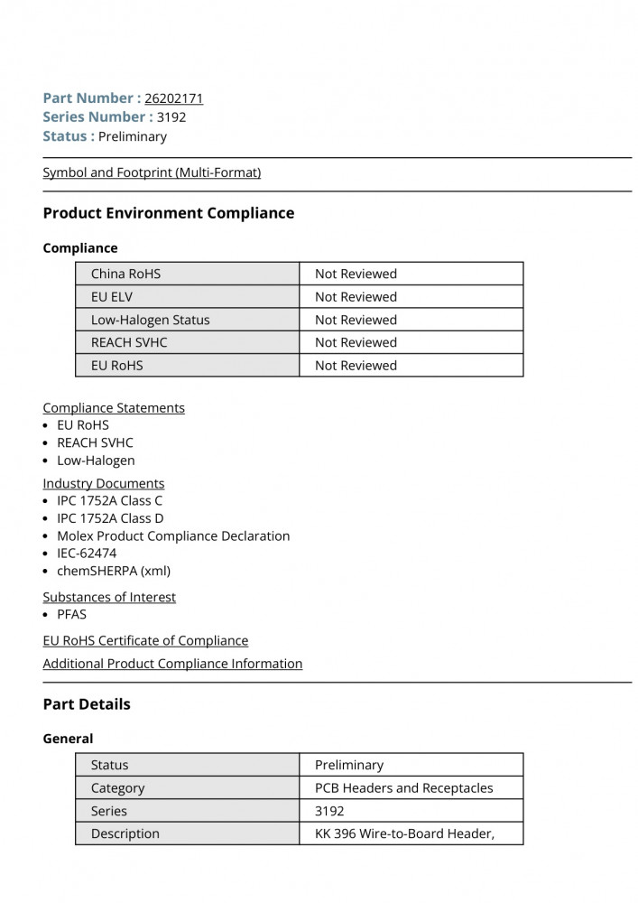 26202171 product document, page 1
