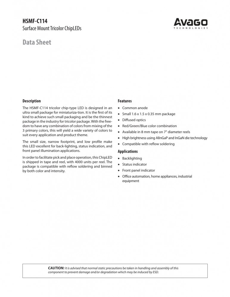 HSMF-C114 datasheet page 1