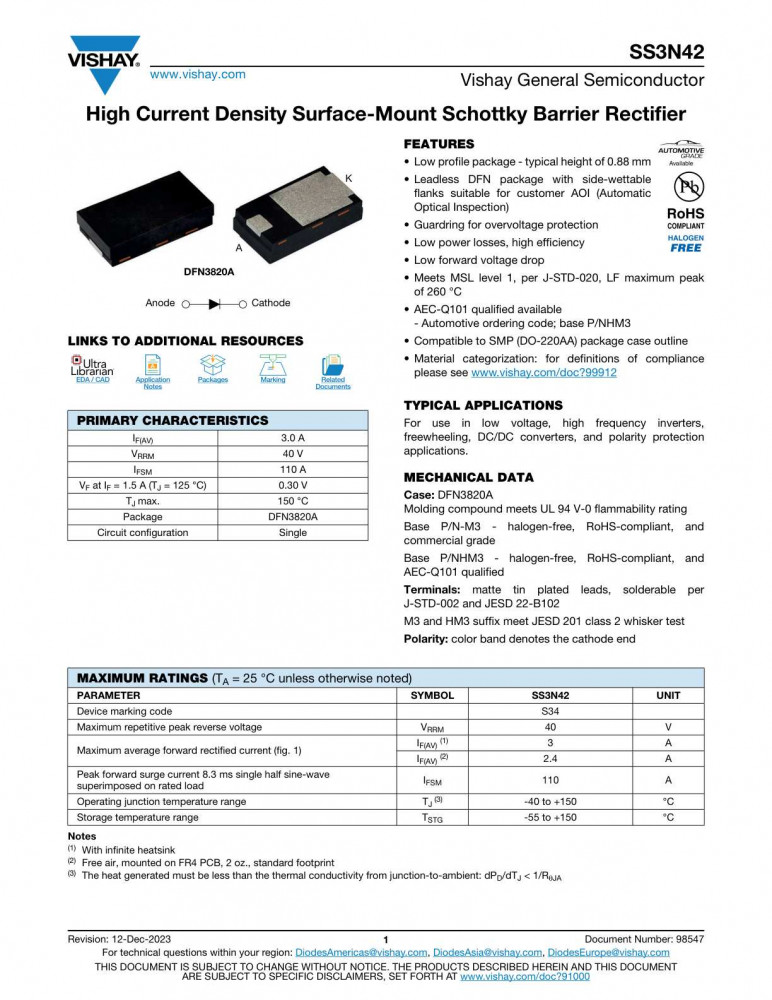 SS3N42 datasheet page 1