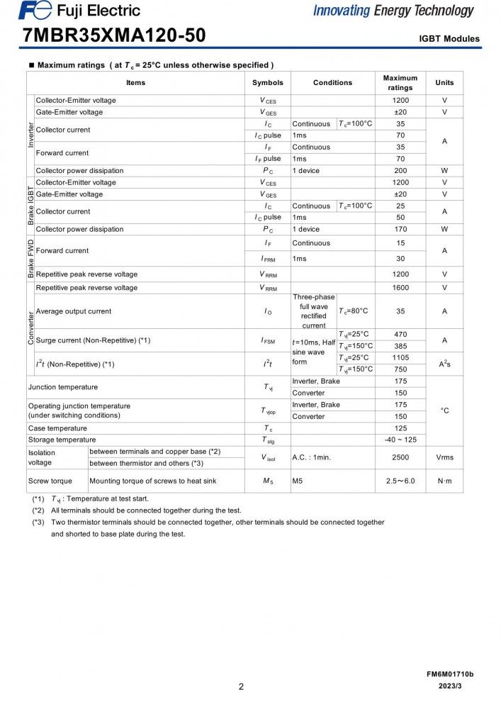 7MBR35XMA120-50 datasheet page 2