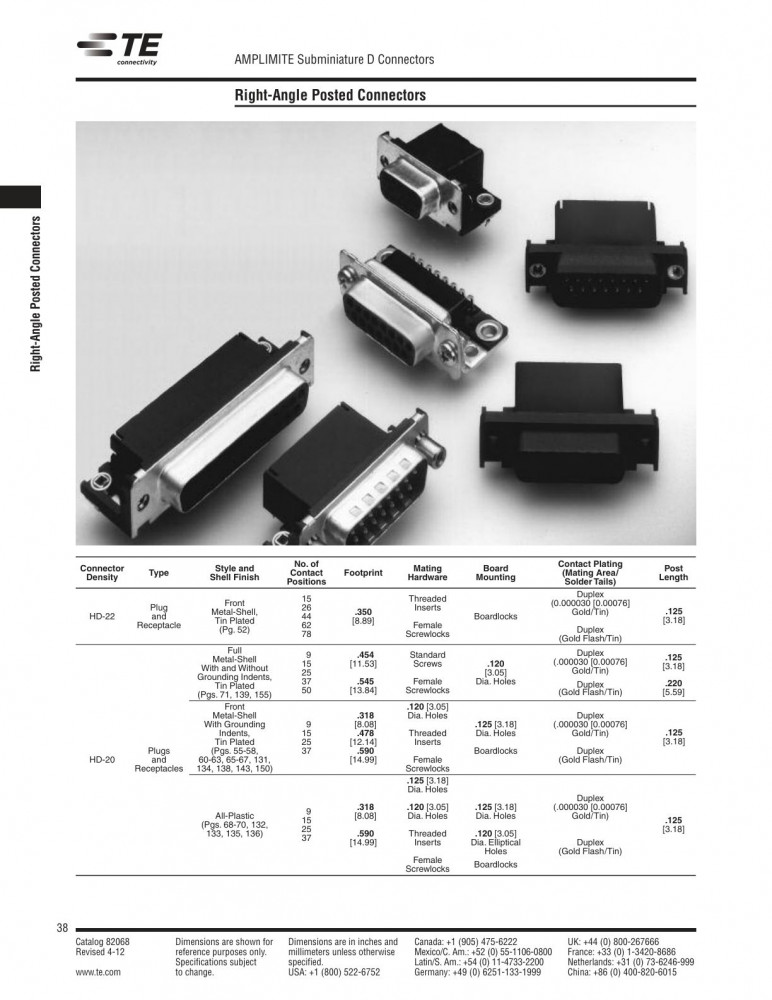 TE Connectivity connector document page 1
