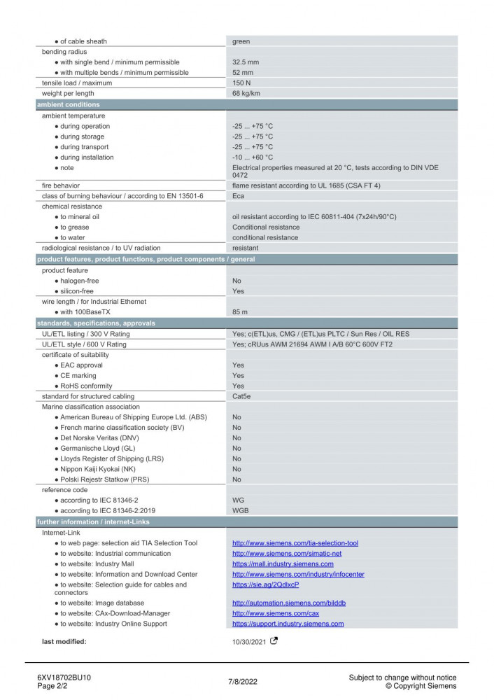 6XV18702BU10 technical document page 2