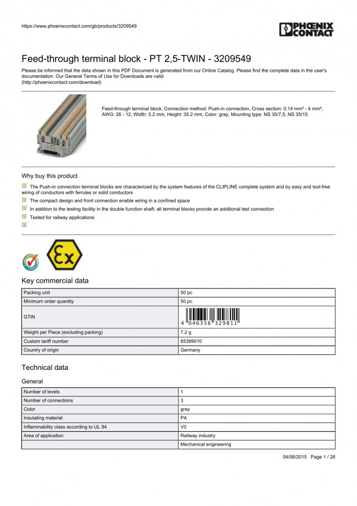 PT 2,5-TWIN 3209549 technical document page 1