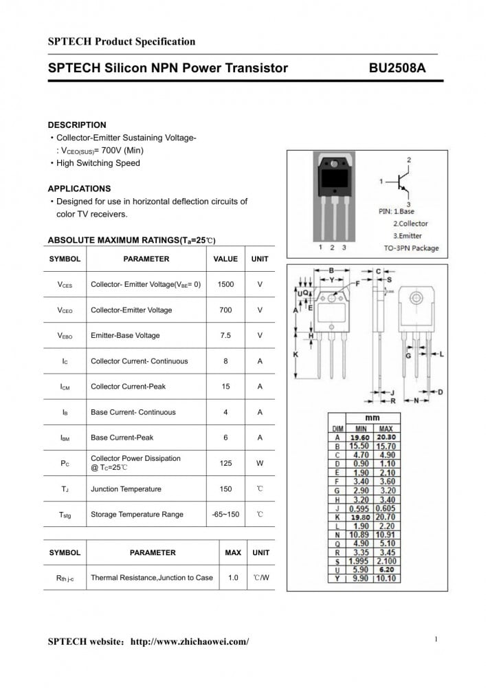 BU2508A datasheet page 1