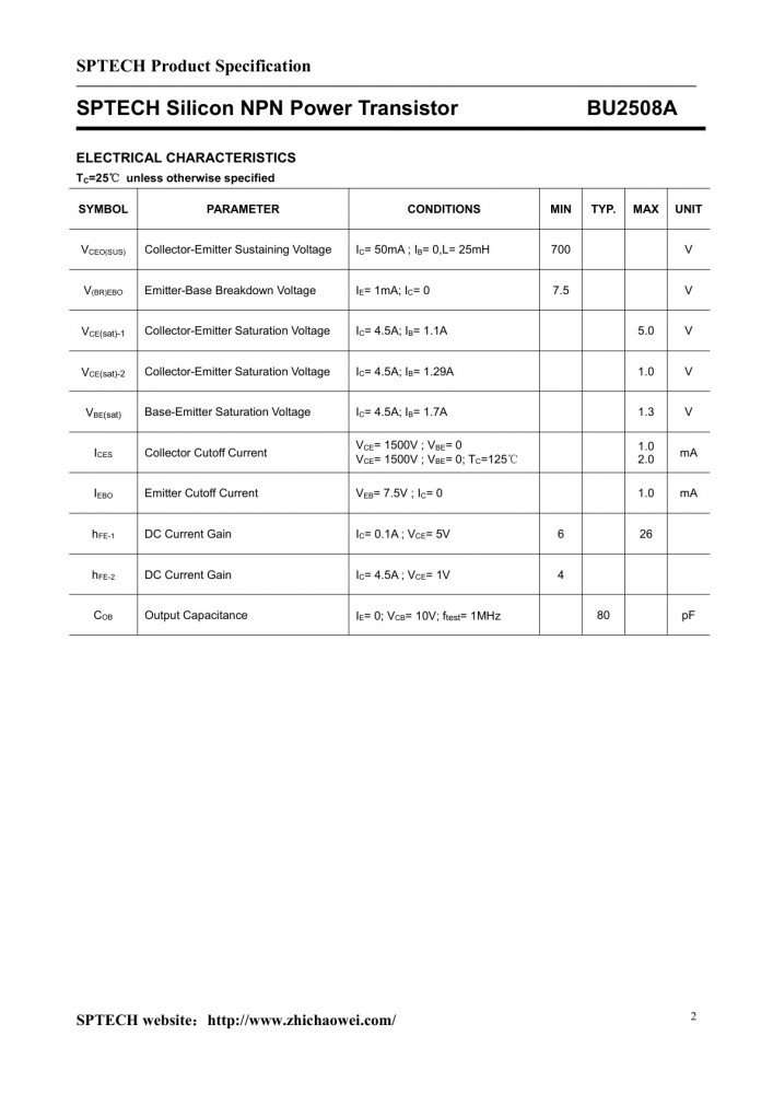 BU2508A datasheet page 2