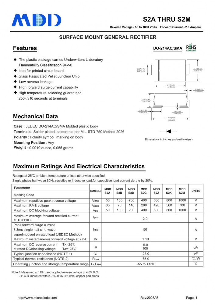 MDD S2M datasheet page 1