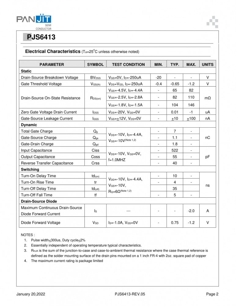 PJS6413 datasheet page 2