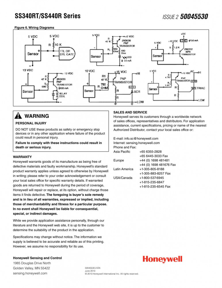Honeywell SS343RT installation document page 4