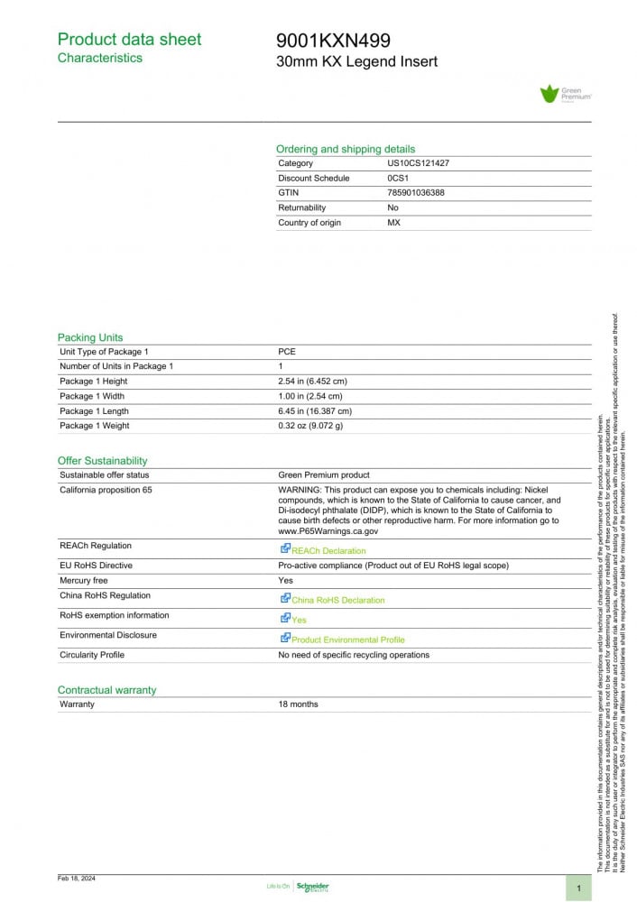 9001KXN499 technical document page
