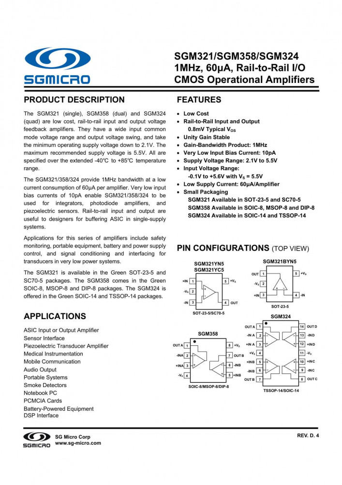 SGM358 datasheet page 1