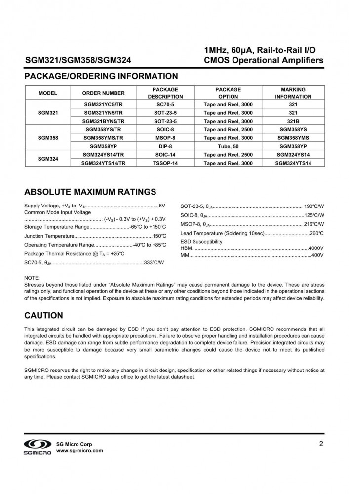 SGM358 datasheet page 2
