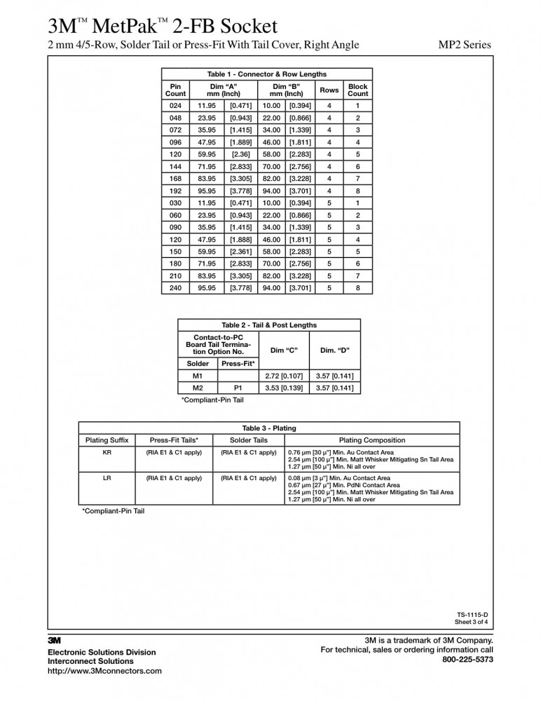 3M MP2-S030-51M1-C-LR technical document sheet 3