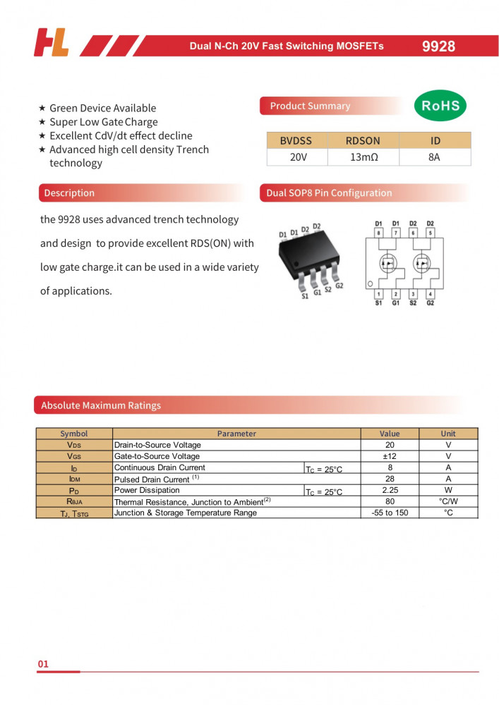 HL 9928 datasheet page 1