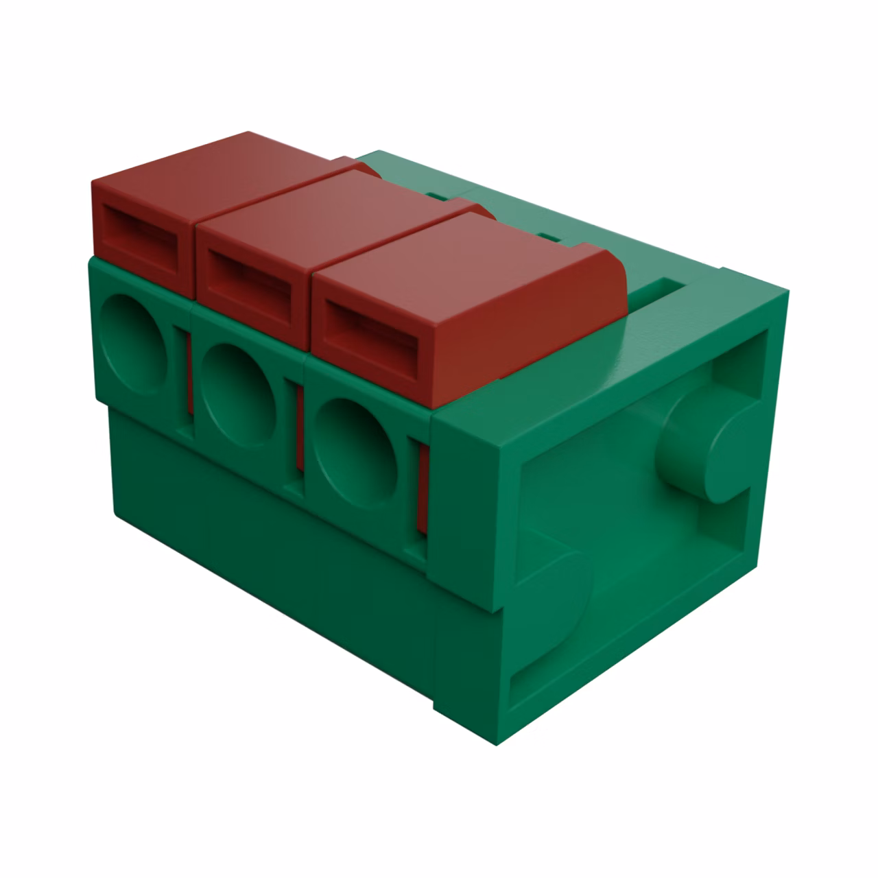 5.00mm Pitch, Eurostyle Fixed-Mount Push-Button Terminal Block, Horizontal, 10A, 22-14 AWG, Green, 3 Circuits for sale
