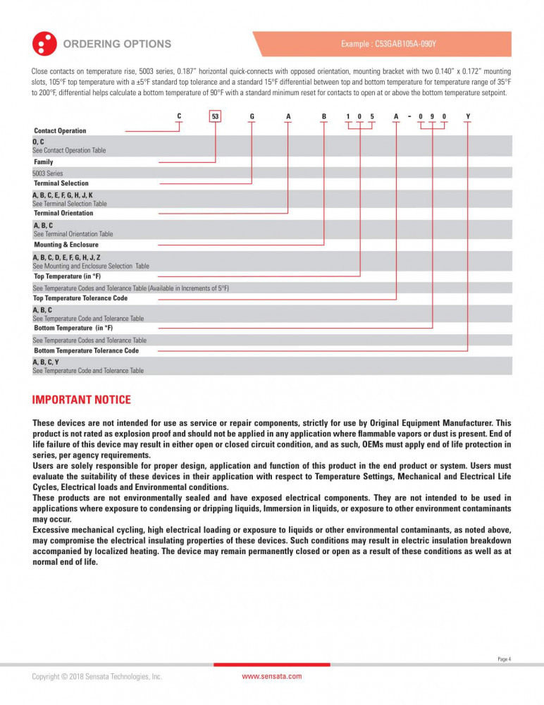 Sensata 5003 series document page 4