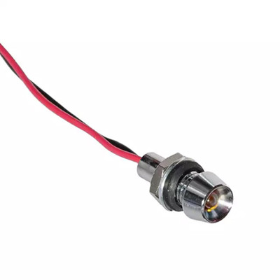 LED Panel Mount Indicator Amber .232″ 12V Wire Leads Watertight for sale