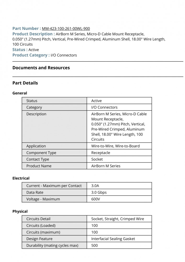 MM-423-100-261-00WL-900 technical document page 1