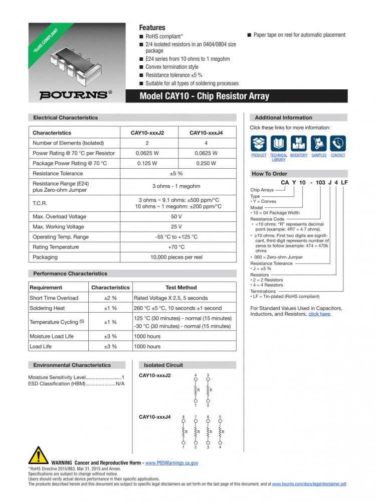 CAY10 series datasheet page 1