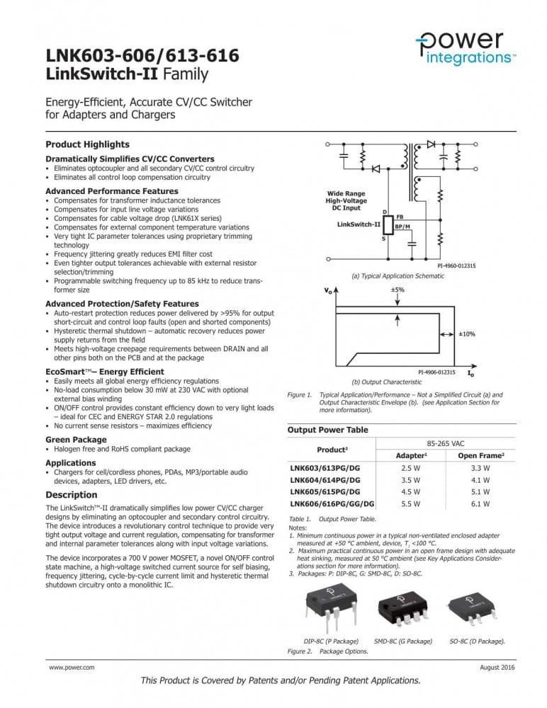 LNK606PG datasheet page 1