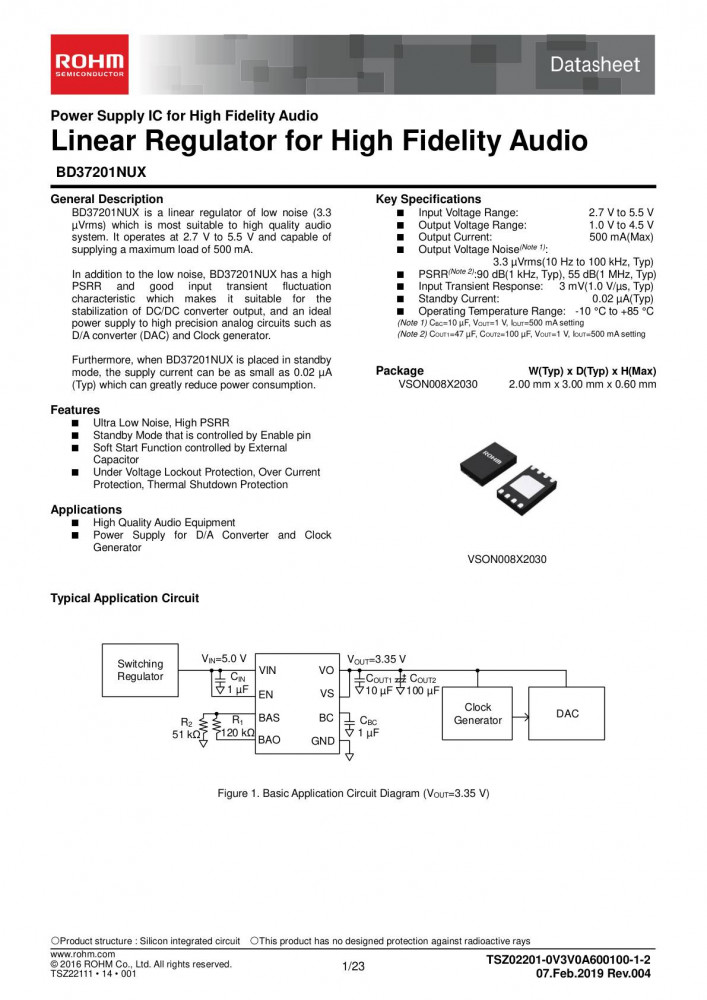 BD37201NUX datasheet page 1