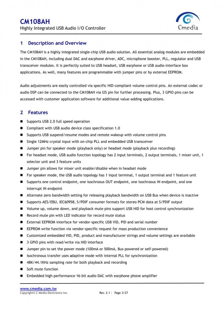 CM108AH datasheet page 3