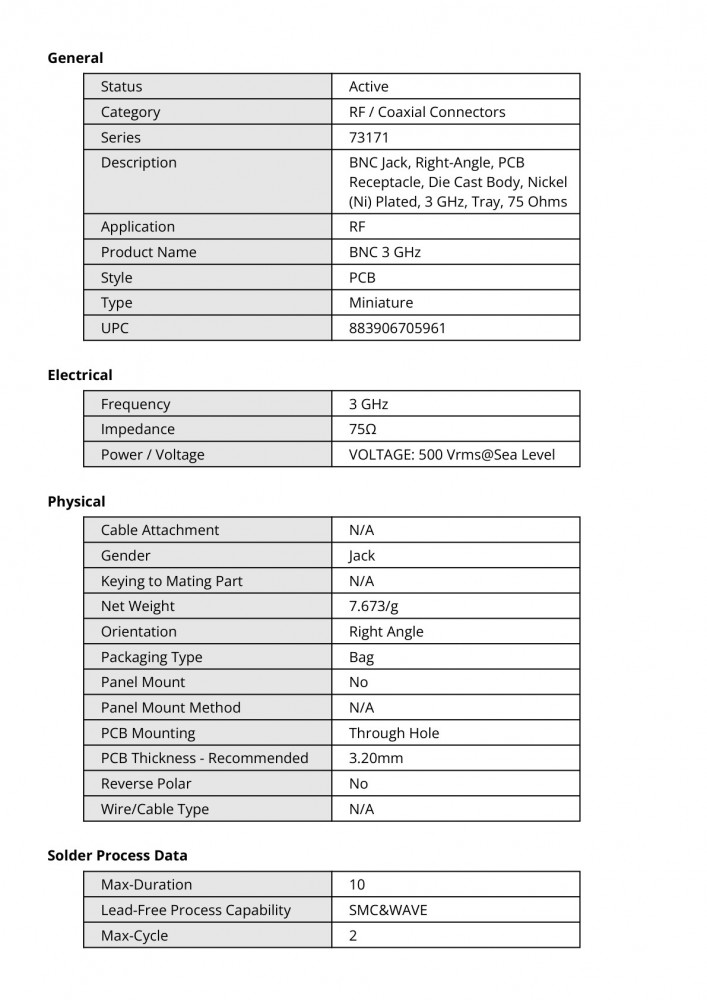 Technical document page 2 for MOLEX 731711641