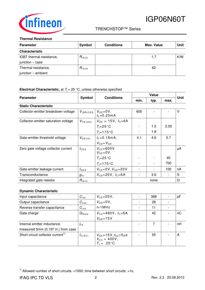 IGP06N60T technical document page 2
