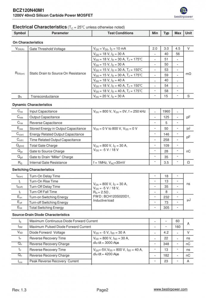 BCZ120N40M1 datasheet page 2