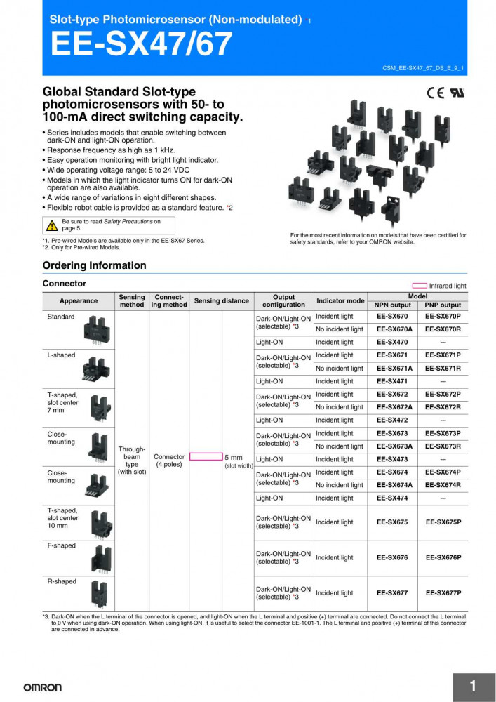 OMRON EE-SX672-WR 1M datasheet page 1