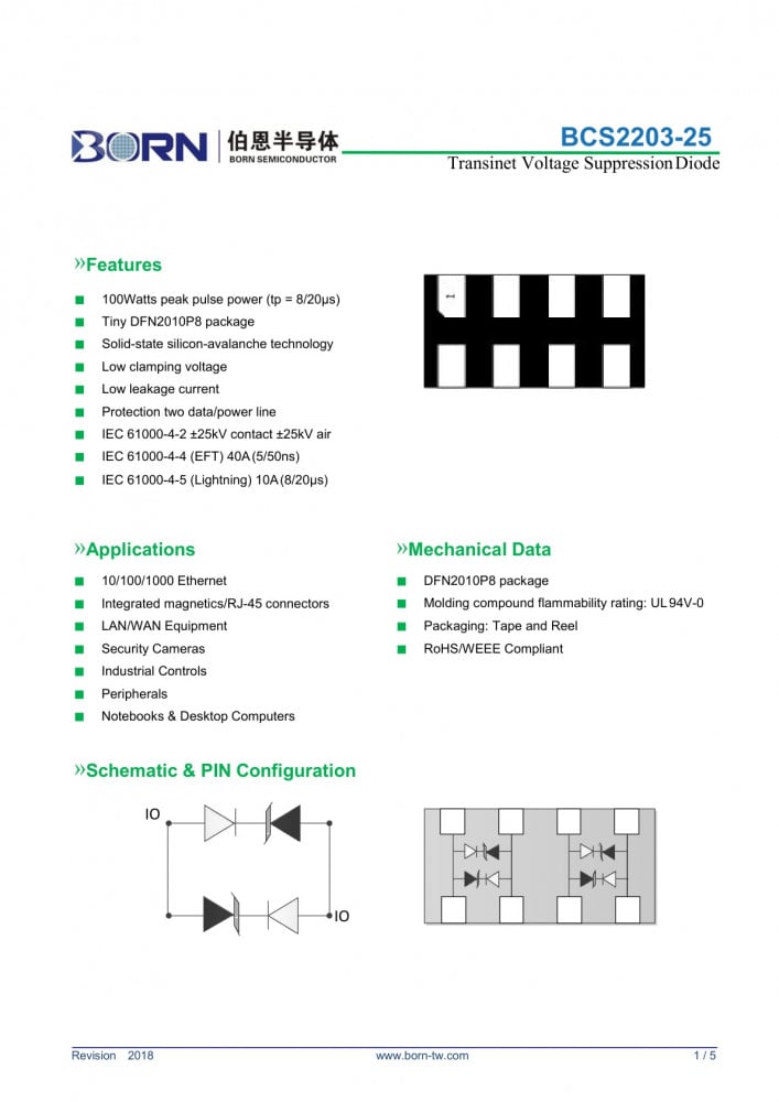 BCS2203-25 datasheet page 1
