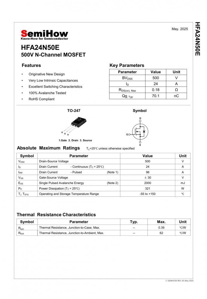 HFA24N50E datasheet page 1