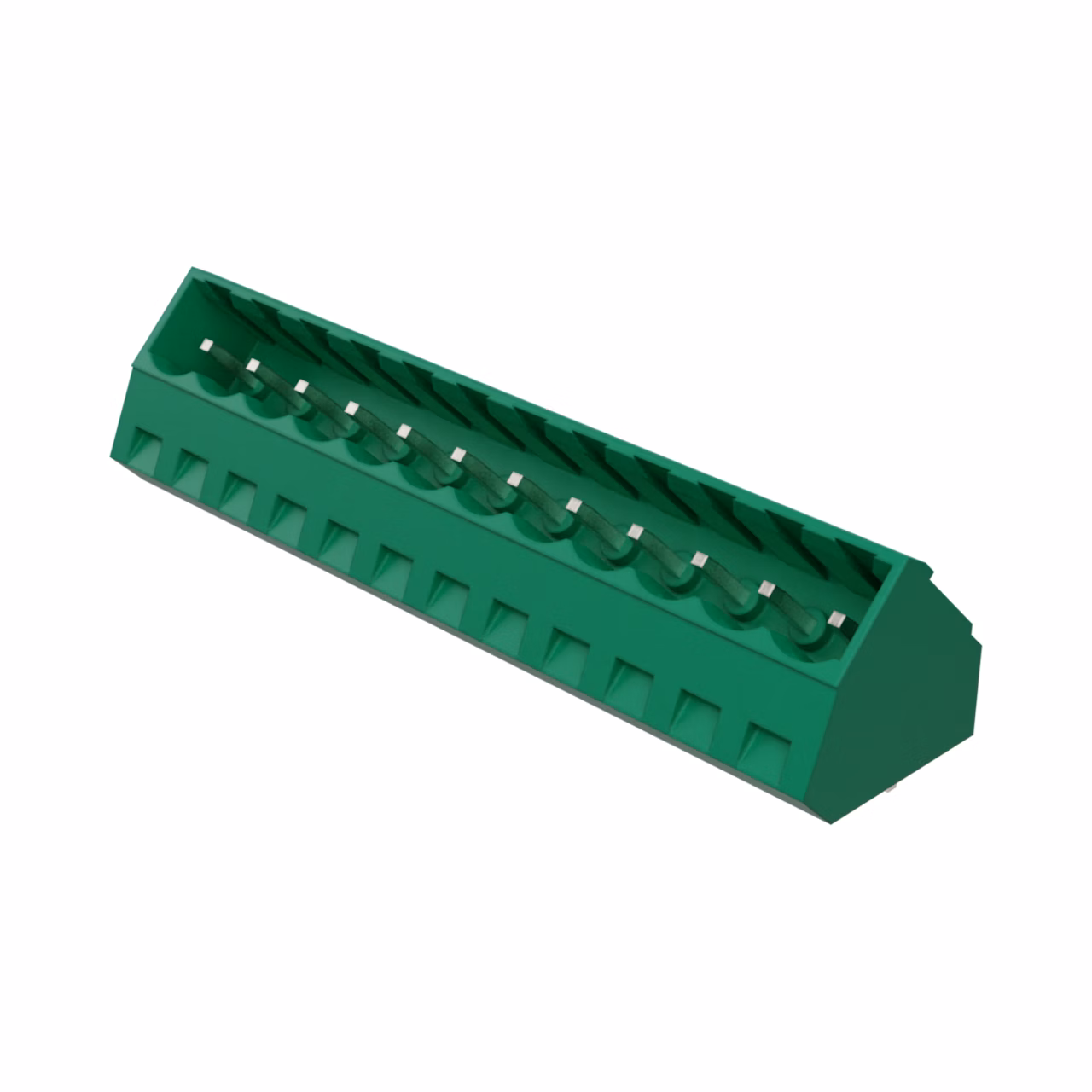 5.00mm Pitch Eurostyle 45° Angle PCB Header, Closed Ends, 12 Circuits, Green for sale