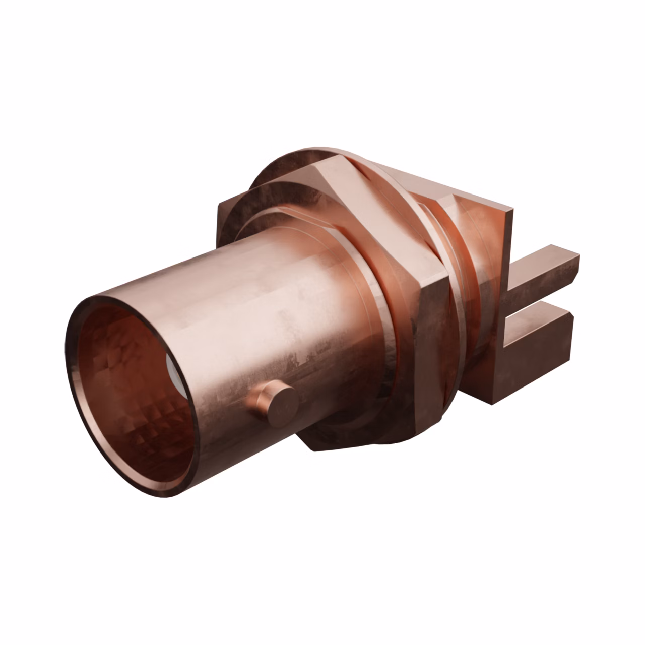 BNC Jack, Straight, Bulkhead Receptacle, PCB, Edge Mount, Brass Body, Nickel (Ni) Plated, 3 GHz, Tray, 75 Ohms for sale
