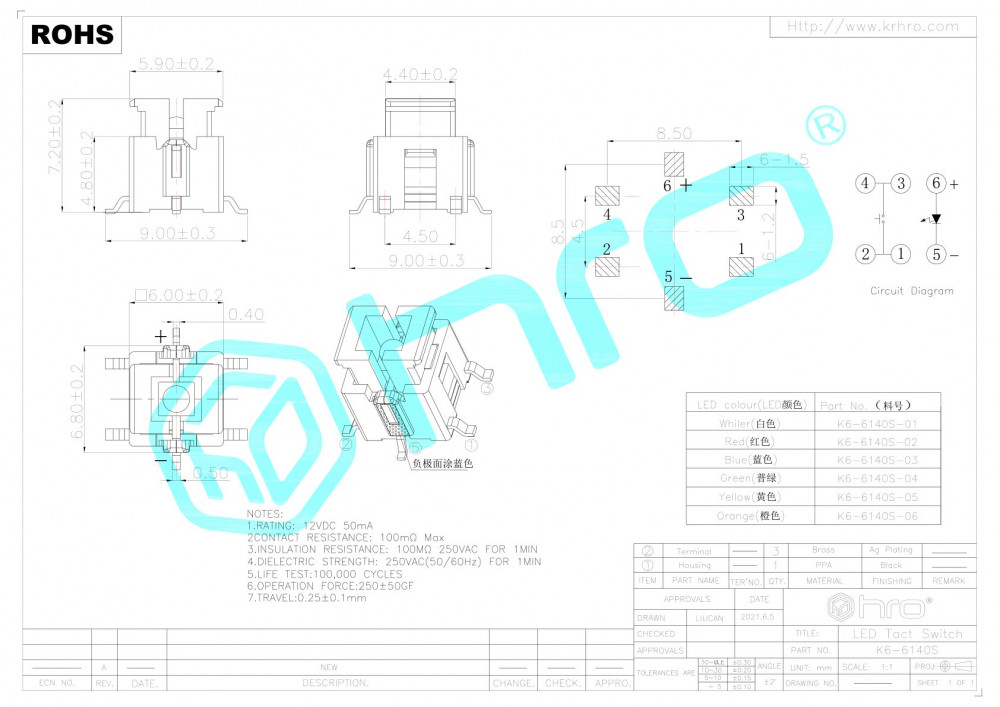 K6-6140S03 official technical drawing