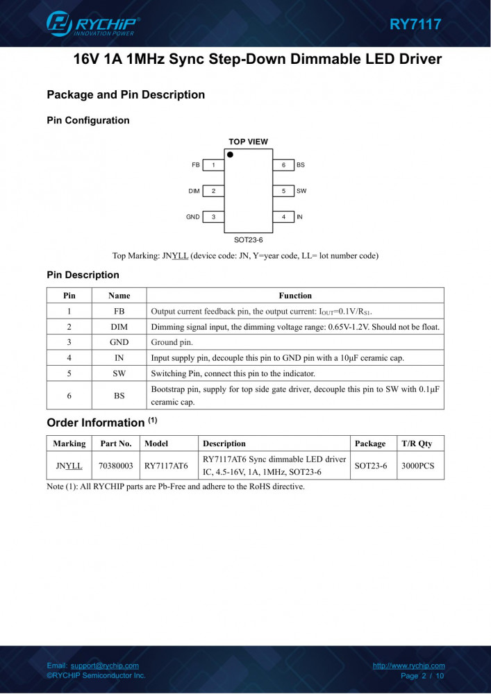 RY7117AT6 datasheet page 2